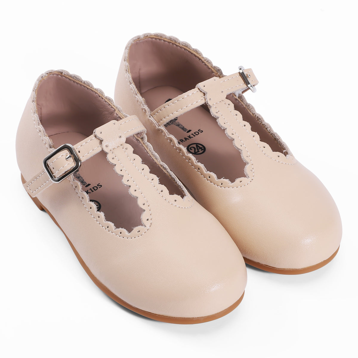 Bone Scalloped T-strap – Children's Edit