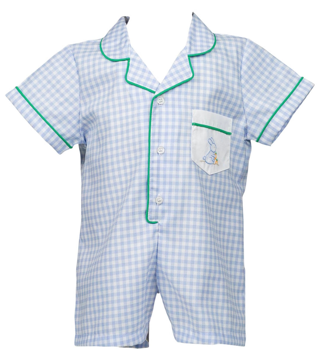 Bitsy Blue Gingham Easter Boy Romper – Children's Edit