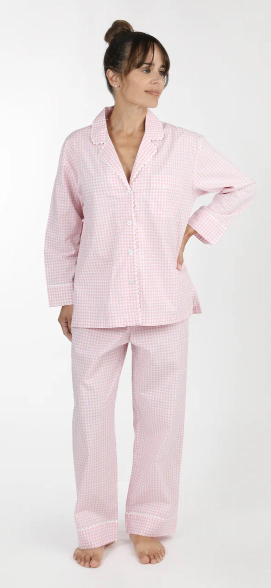 Pink Gingham Pajamas with RicRac Trim – Children's Edit