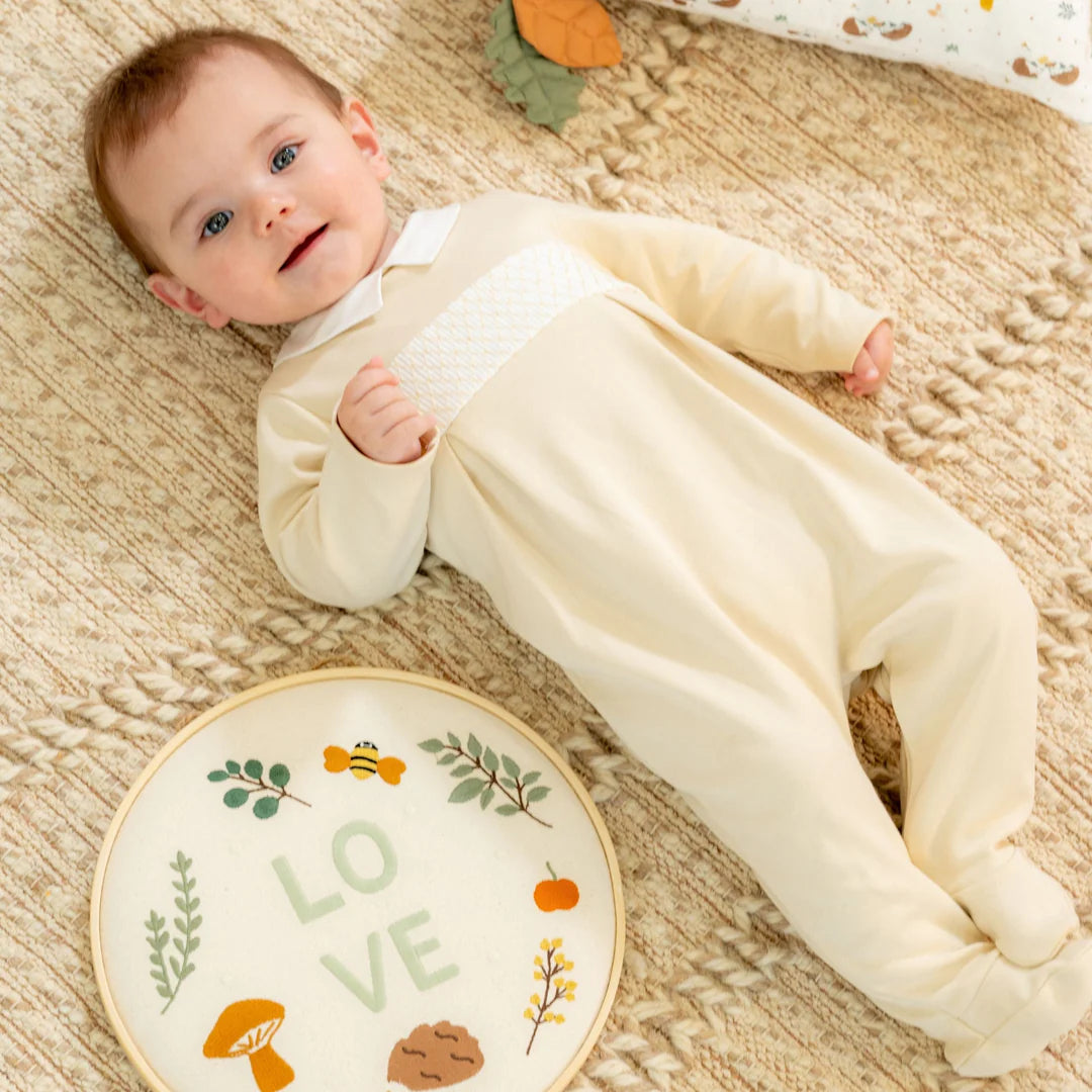 Andy Beige Smocked Babygro – Children's Edit